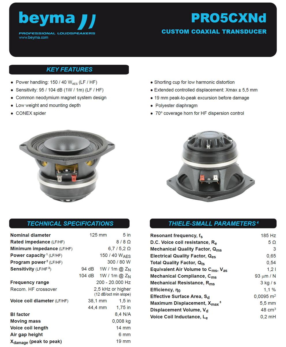 Beyma PRO5CXNd CUSTOM COAXIAL TRANSDUCER Professional LoudSpeaker – TDS Car Audio